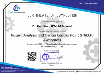 Sertifikat HACCP - Document Repository Universitas Andalas